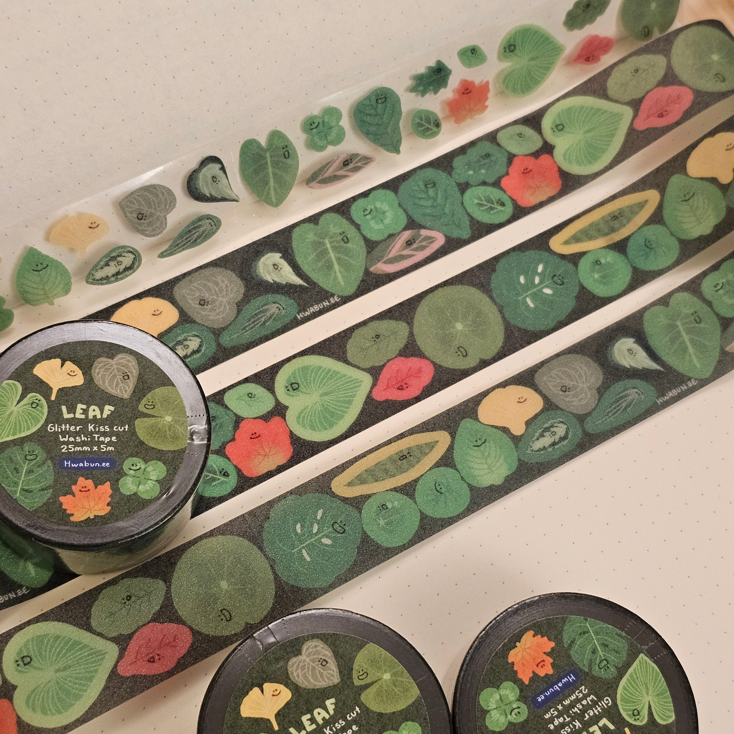 Leaf Kiss-Cut Glitter Tape – Hwabun.ee